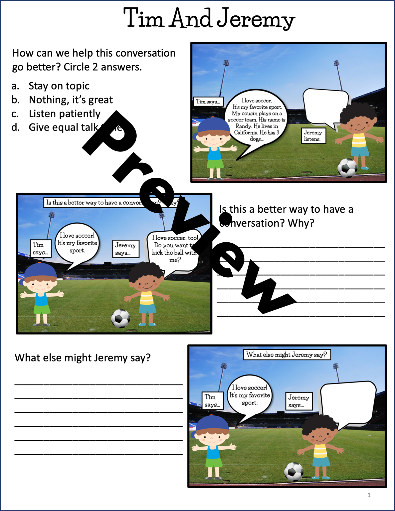 Conversation Practice Taking Turns, Staying on Topic, Listen Patiently ...