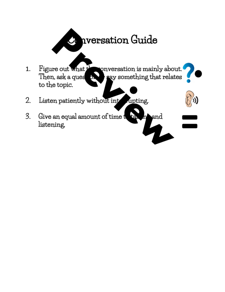 Conversation Practice Taking Turns, Staying on Topic, Listen Patiently ...