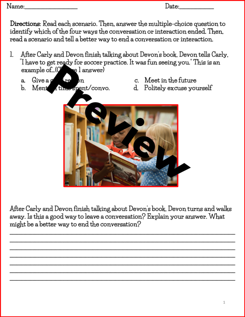 Ending A Conversation Social Language Skills Practice | Made By Teachers