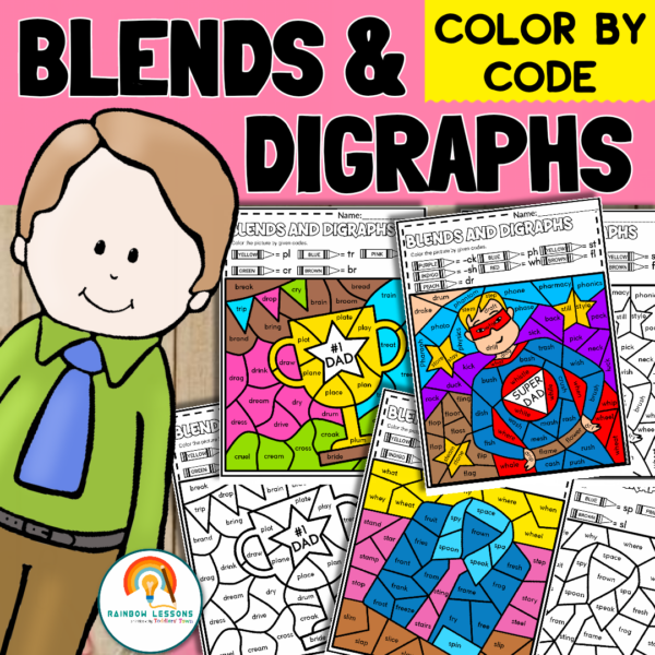 Fathers Day Coloring Pages | Fathers Day Color By Code | Blends and ...