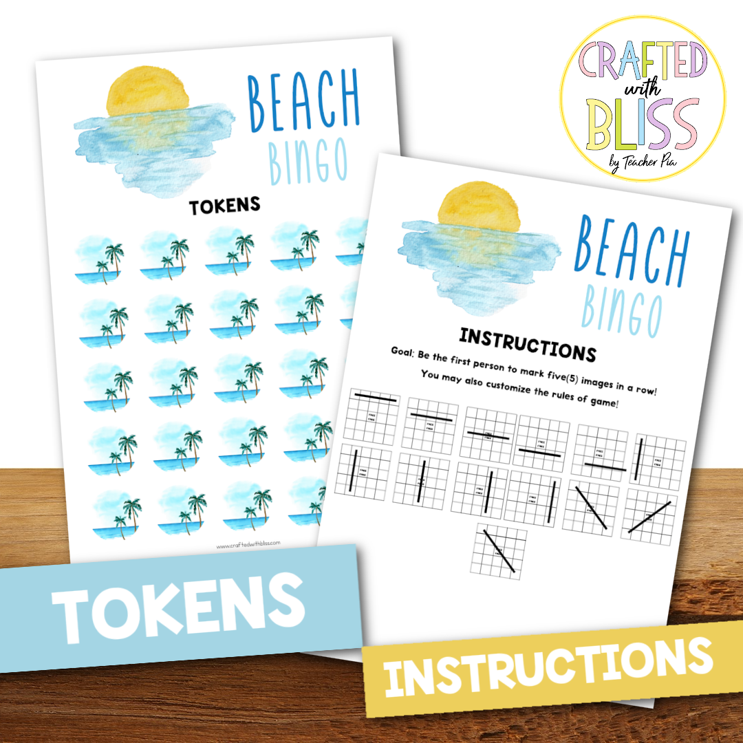50 Beach Bingo Cards (5x5), Beach Birthday Theme Games | Made By Teachers