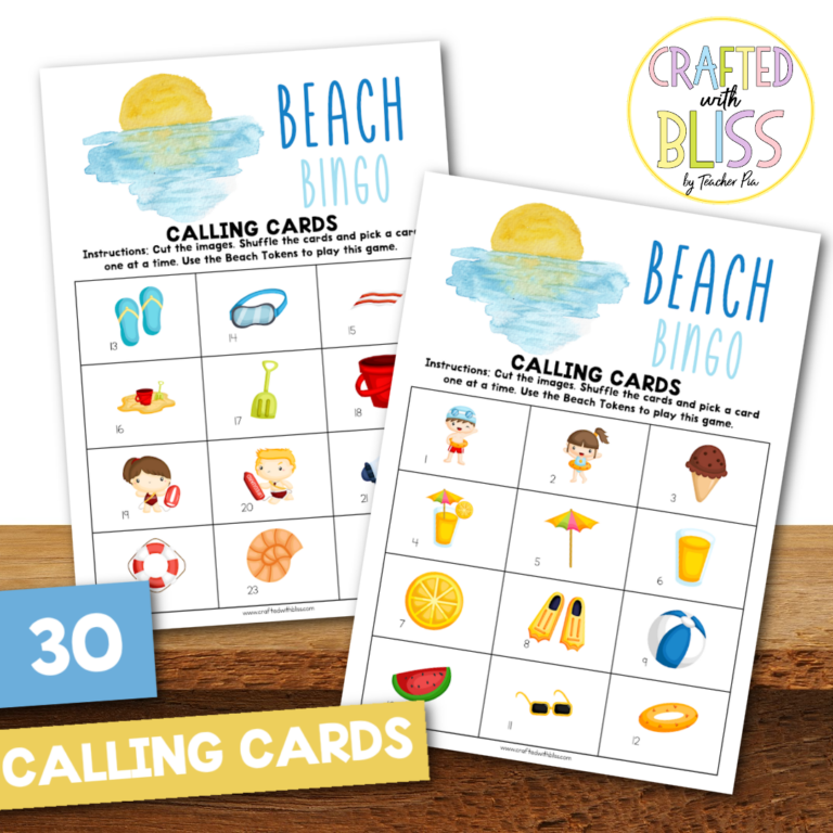 50 Beach Bingo Cards (5x5), Beach Birthday Theme Games | Made By Teachers