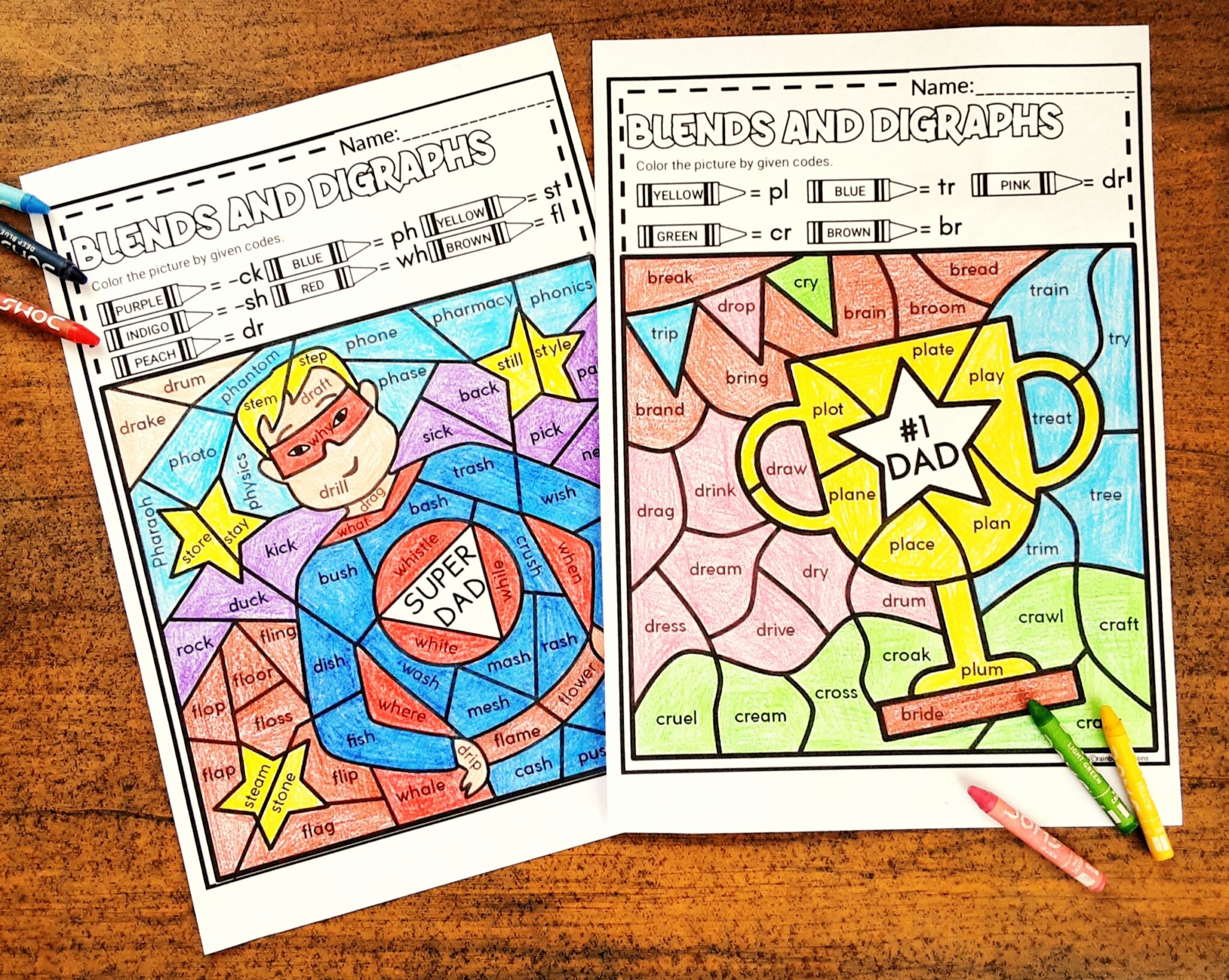 Fathers Day Coloring Pages | Fathers Day Color By Code | Blends and ...