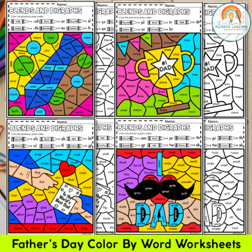 Fathers Day Coloring Pages | Fathers Day Color By Code | Blends and ...