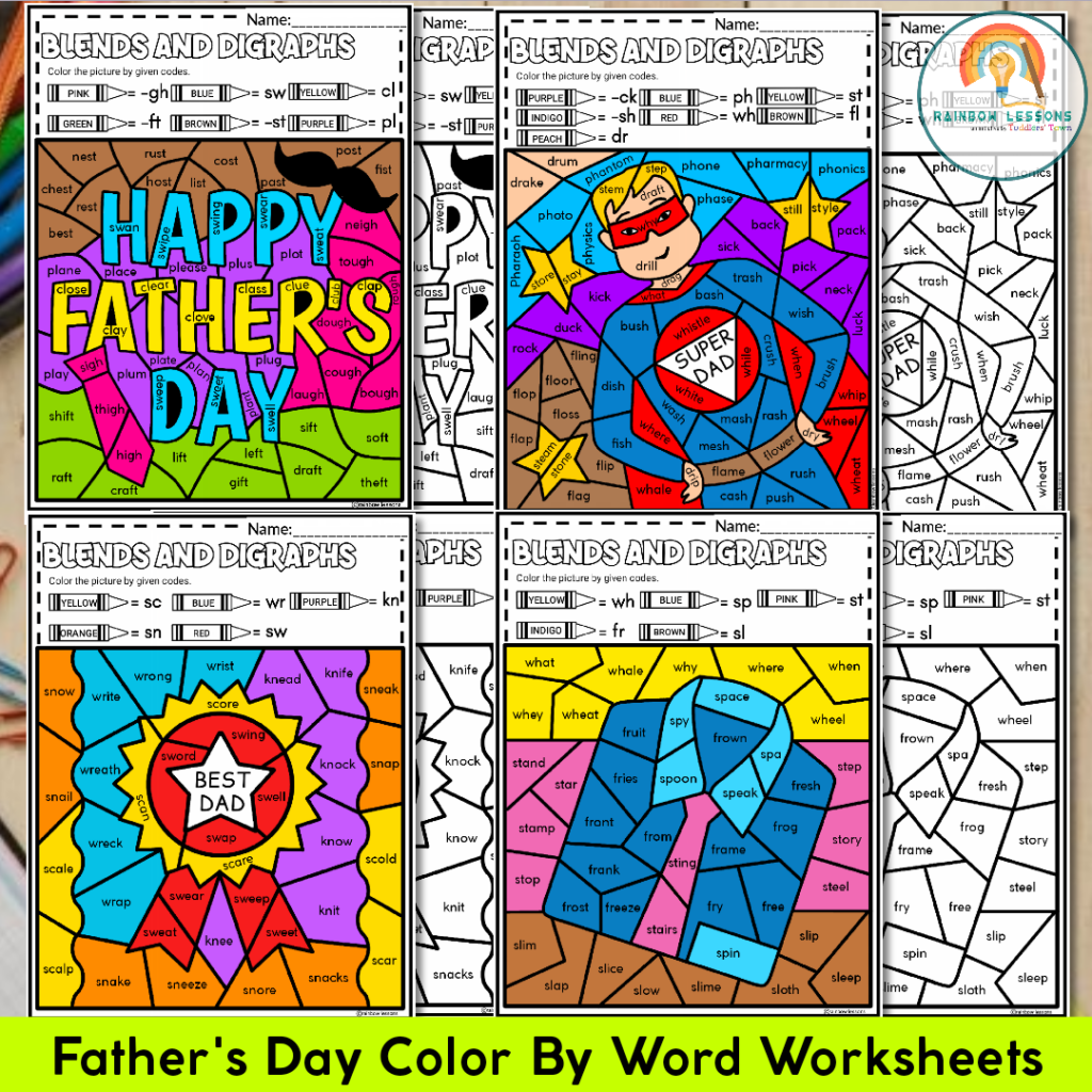 Fathers Day Coloring Pages | Fathers Day Color By Code | Blends and ...