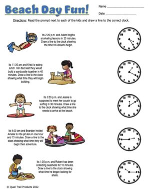 Elapsed Time Worksheets - Time for the Beach! | Made By Teachers