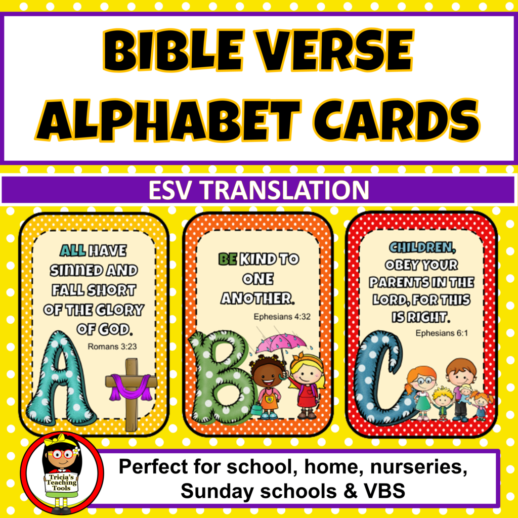 Bible Verse Alphabet Cards (4x6) ESV Version | Made By Teachers