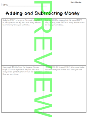Money One Step Problems and One Step Word Problems with Regrouping ...