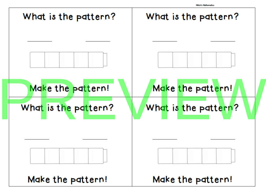 Patterns with Linking Cubes AB AAB AABB ABB ABC - Made By Teachers
