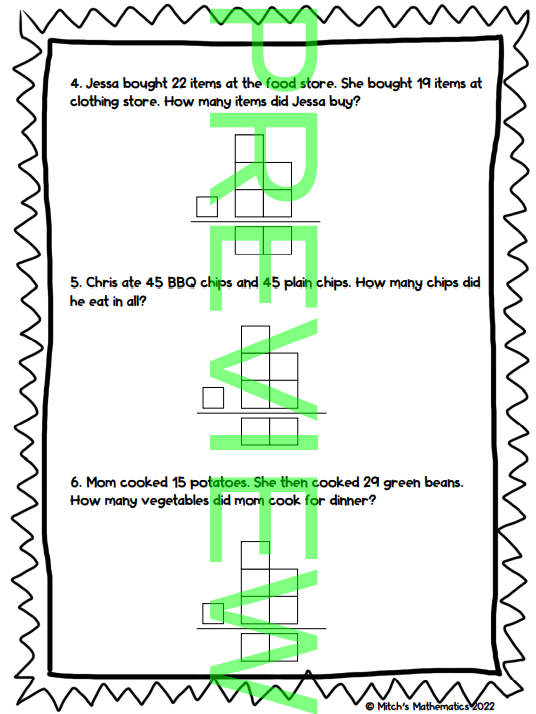 Word Problems Two Digit Addition With Regrouping | Made By Teachers