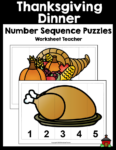 5 Thanksgiving Dinner Number Sequence 1-5 Math Picture Puzzles - Made ...