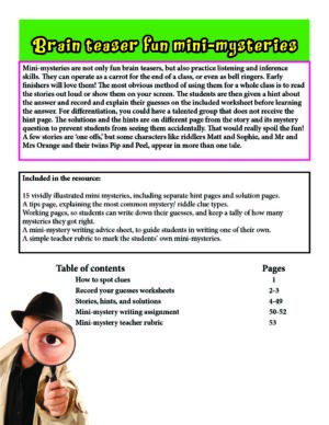 Brain Teaser Mystery Stories Grades 3-4: Making Inferences and ...
