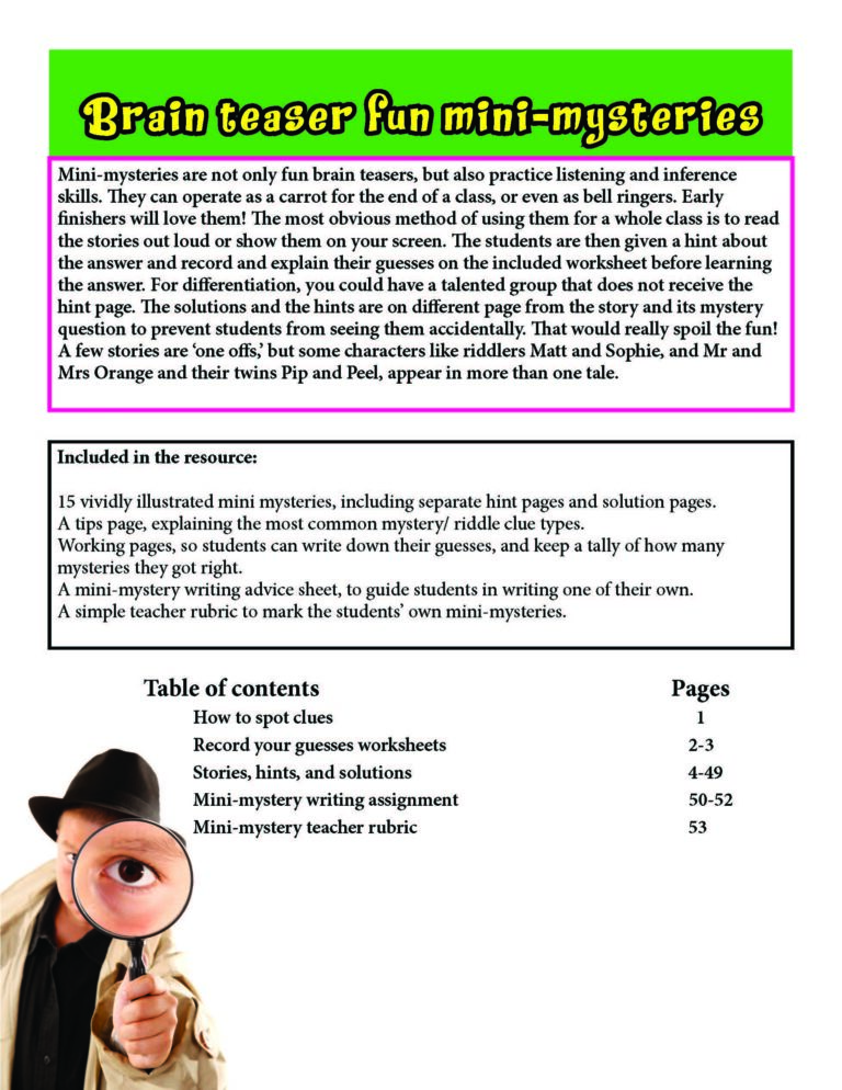 Brain Teaser Mystery Stories Grades 3-4: Making Inferences and ...