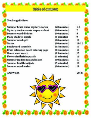 Summer Brain Teaser Stories, Riddles and Puzzles Grades 5-7 | Made By ...
