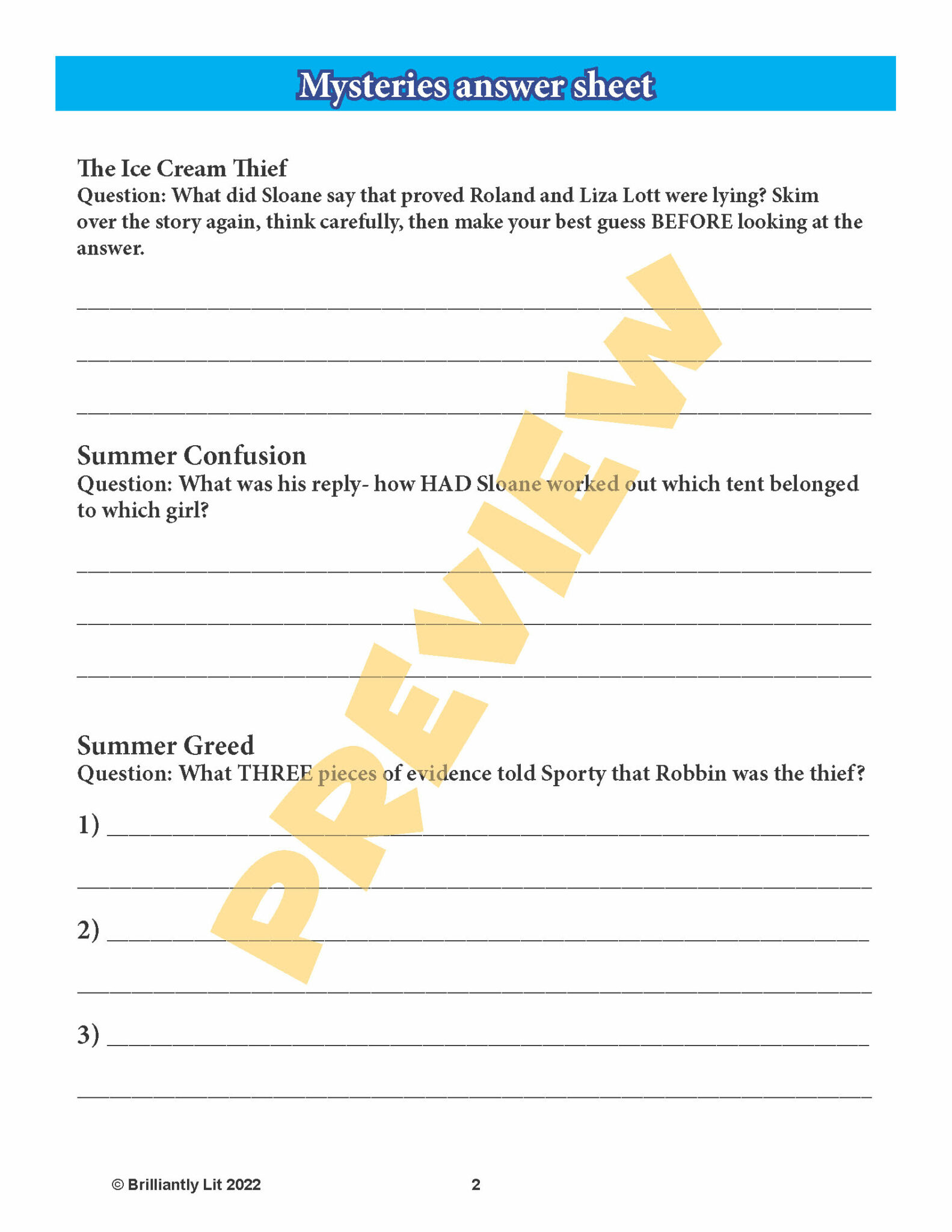 Summer Brain Teaser Stories, Riddles and Puzzles Grades 5-7 - Made By ...