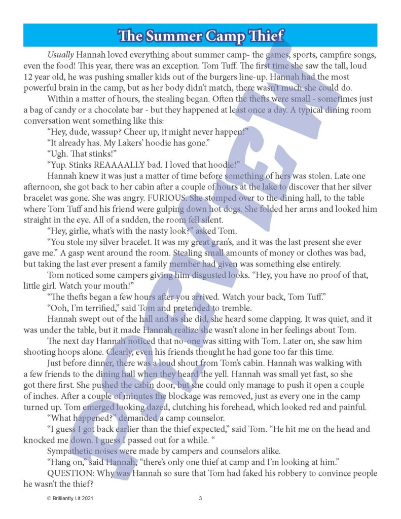 End of Year Brain Teaser Stories, Riddles and Puzzles Grades 5-7 - Made ...