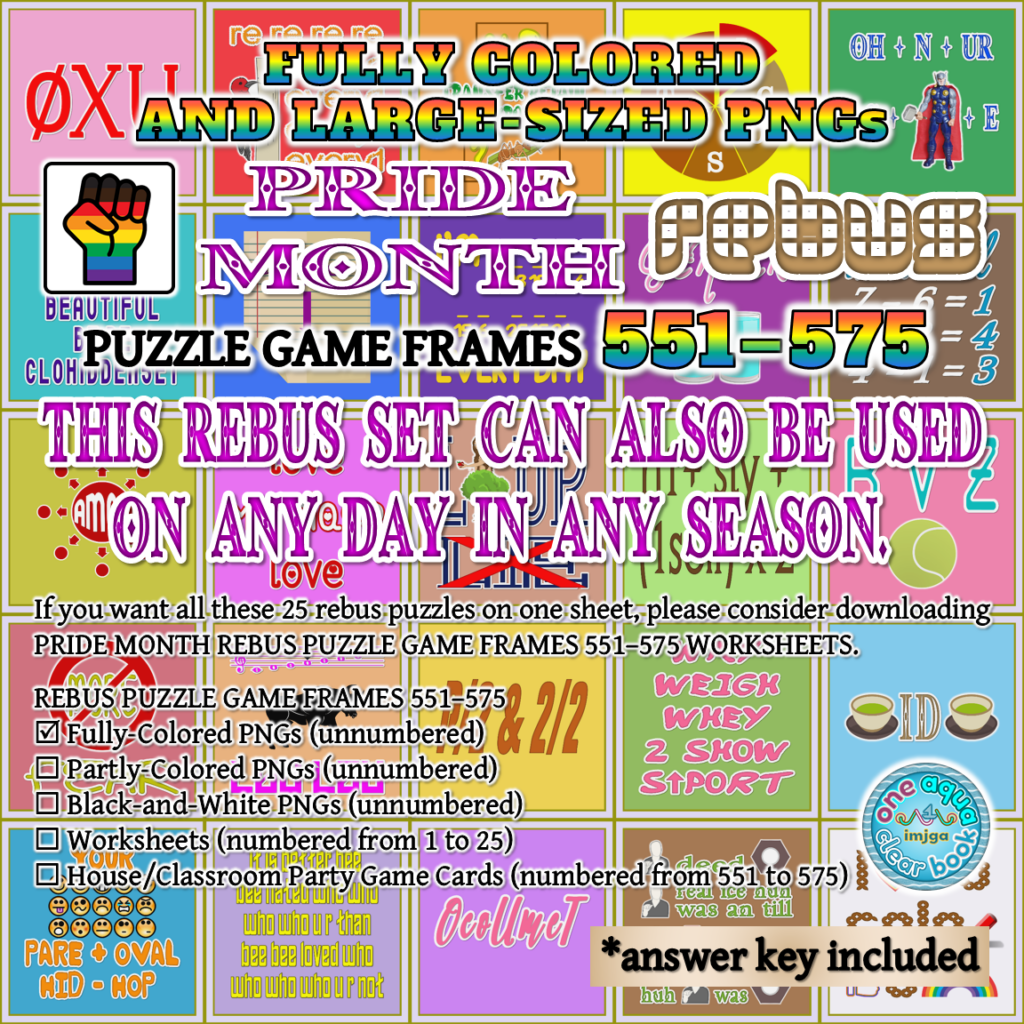 Partly Colored HALLOWEEN Rebus Frames 121-140 PNGs - Made By Teachers