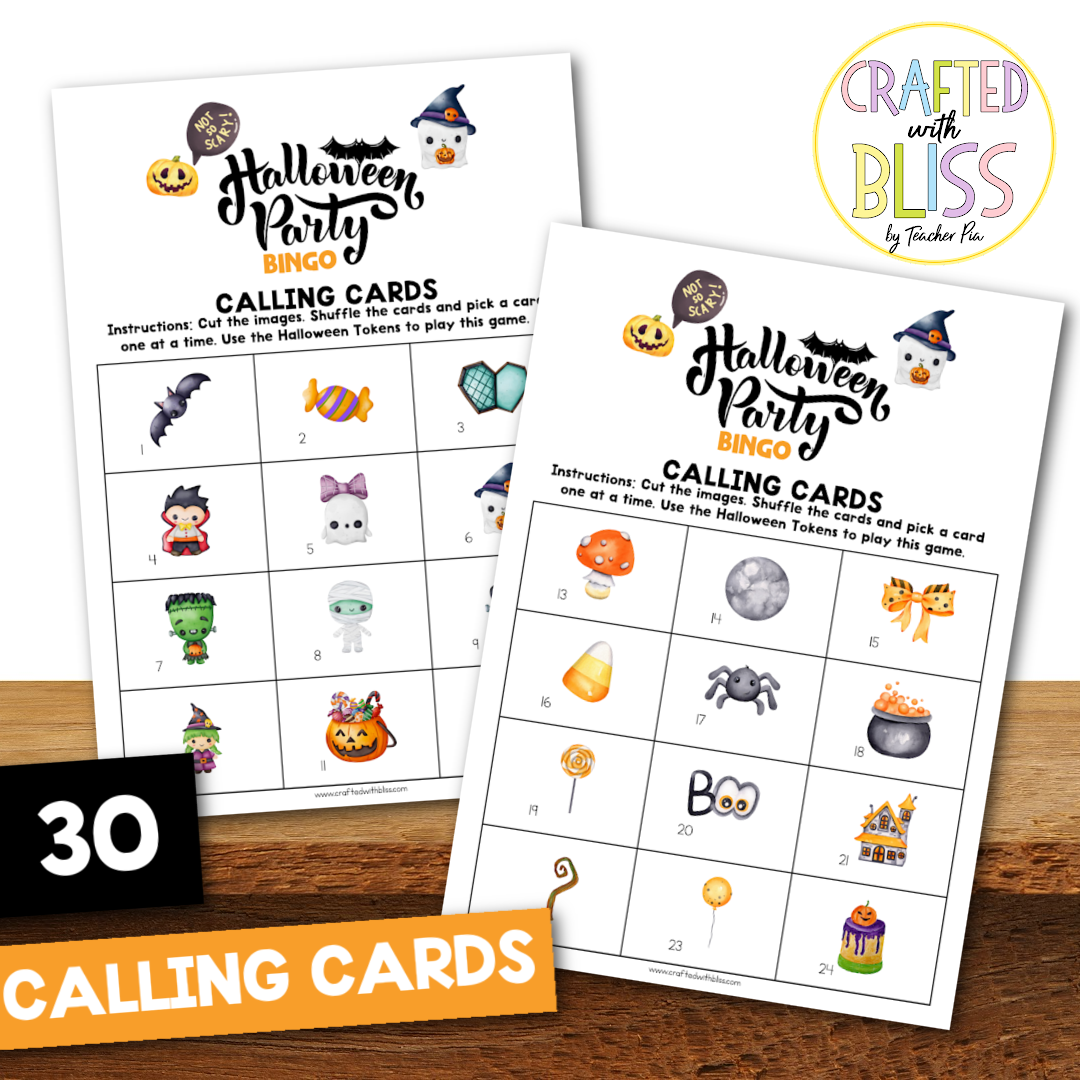 50 Watercolor Halloween Bingo Cards (5x5), Watercolor Halloween Theme ...