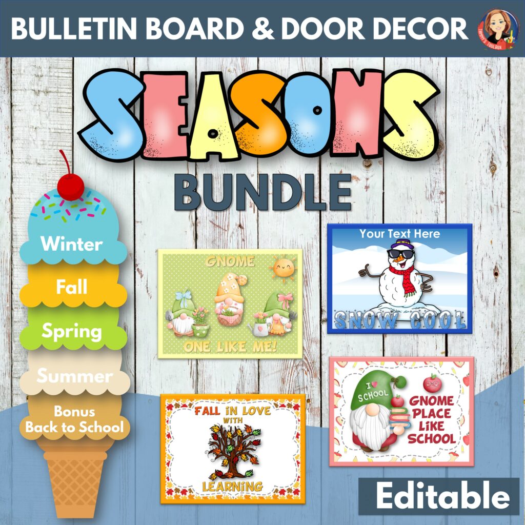 Four Seasons Bulletin Board Bundle for Spring, Summer, Fall, Winter ...