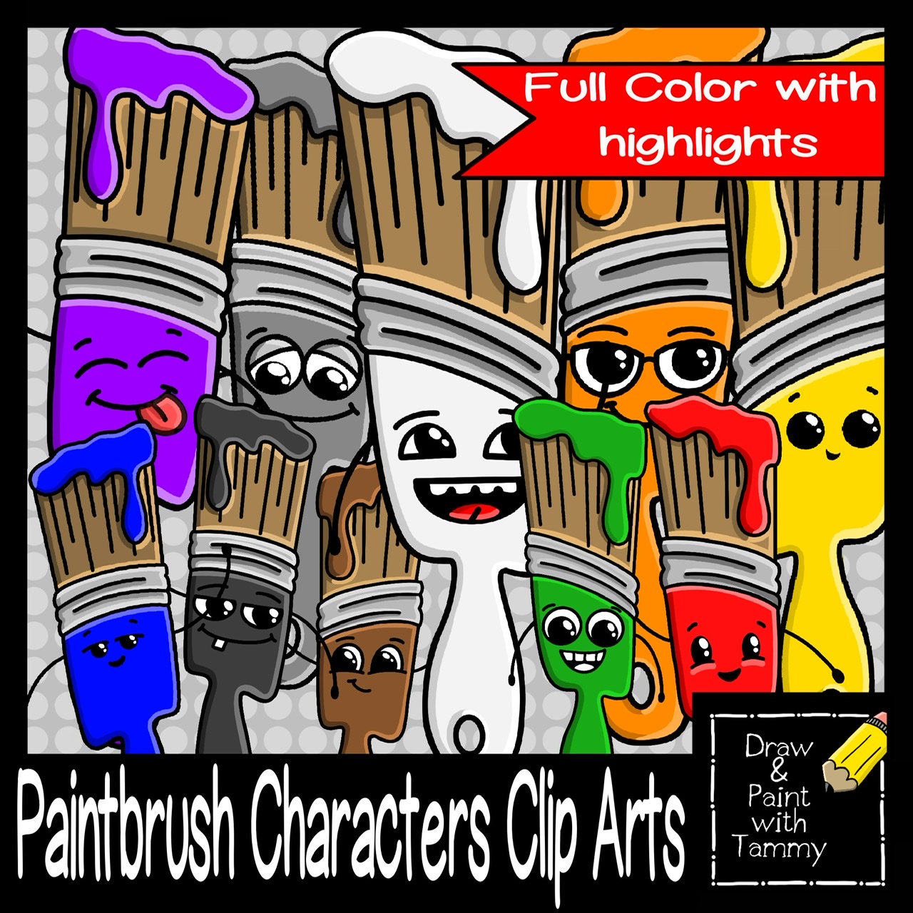 Paintbrush characters clip arts for classrooms and art rooms | Made By ...