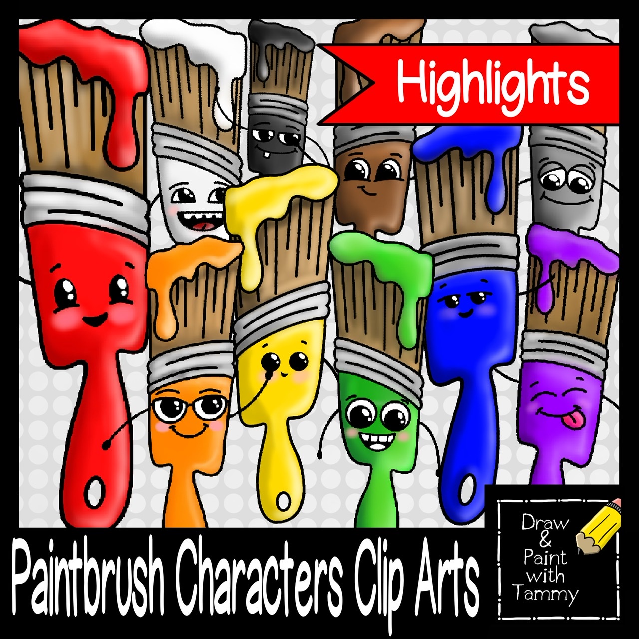 Paintbrush characters clip arts for classrooms and art rooms | Made By ...