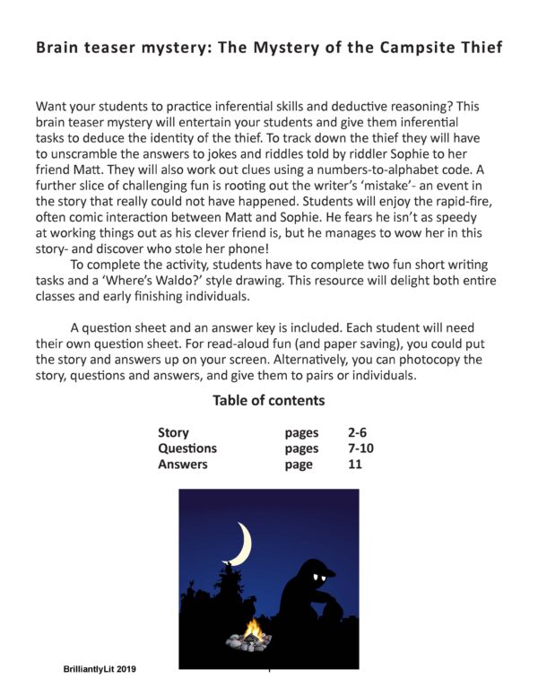 READING COMPREHENSION BRAIN TEASER MYSTERY | Made By Teachers