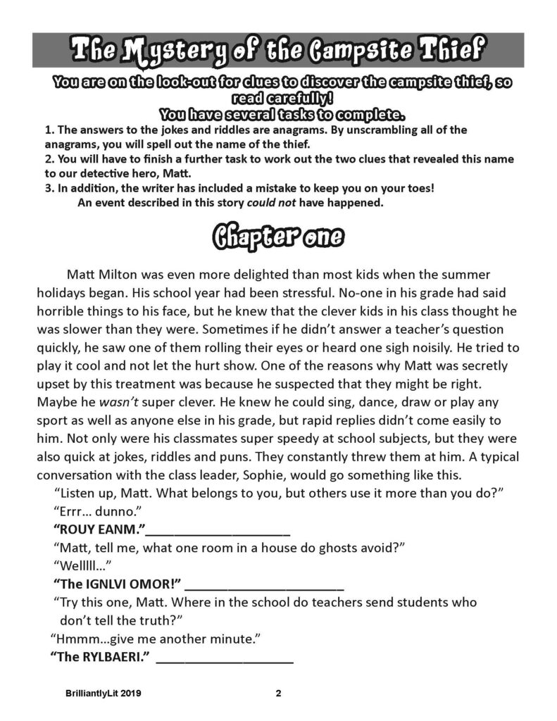 READING COMPREHENSION BRAIN TEASER MYSTERY - Made By Teachers