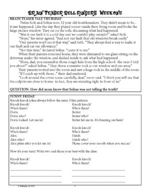 BELLRINGERS BRAIN TEASER ELA JOURNAL: 12 WEEKS OF MYSTERIES & PUZZLES ...