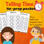 Telling time to the nearest 5 minutes No-prep worksheets - Made By Teachers
