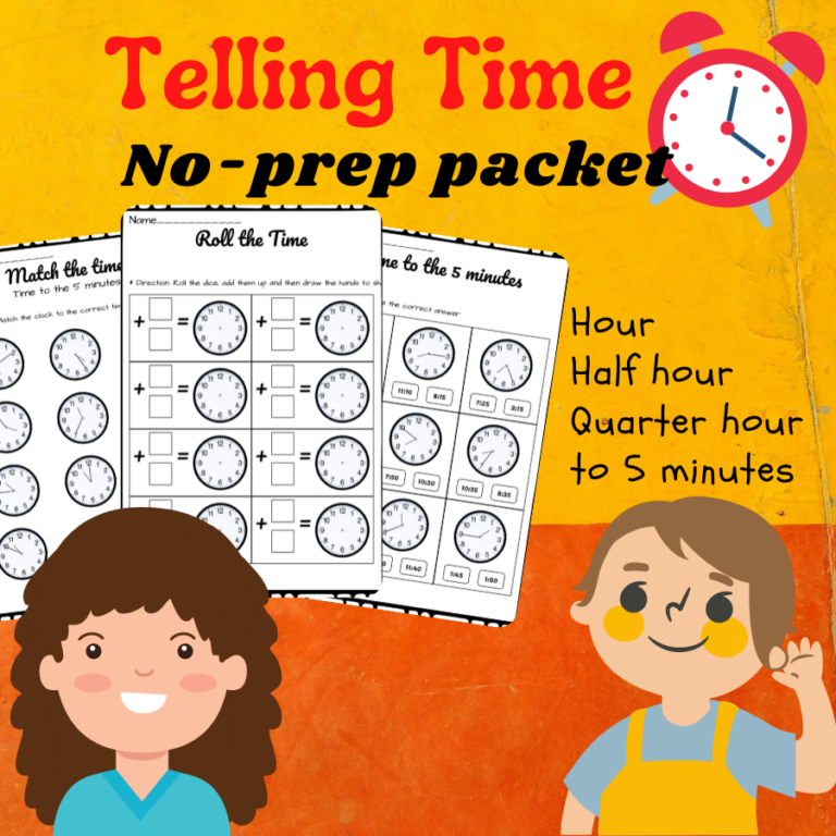 Telling time to the nearest 5 minutes No-prep worksheets - Made By Teachers