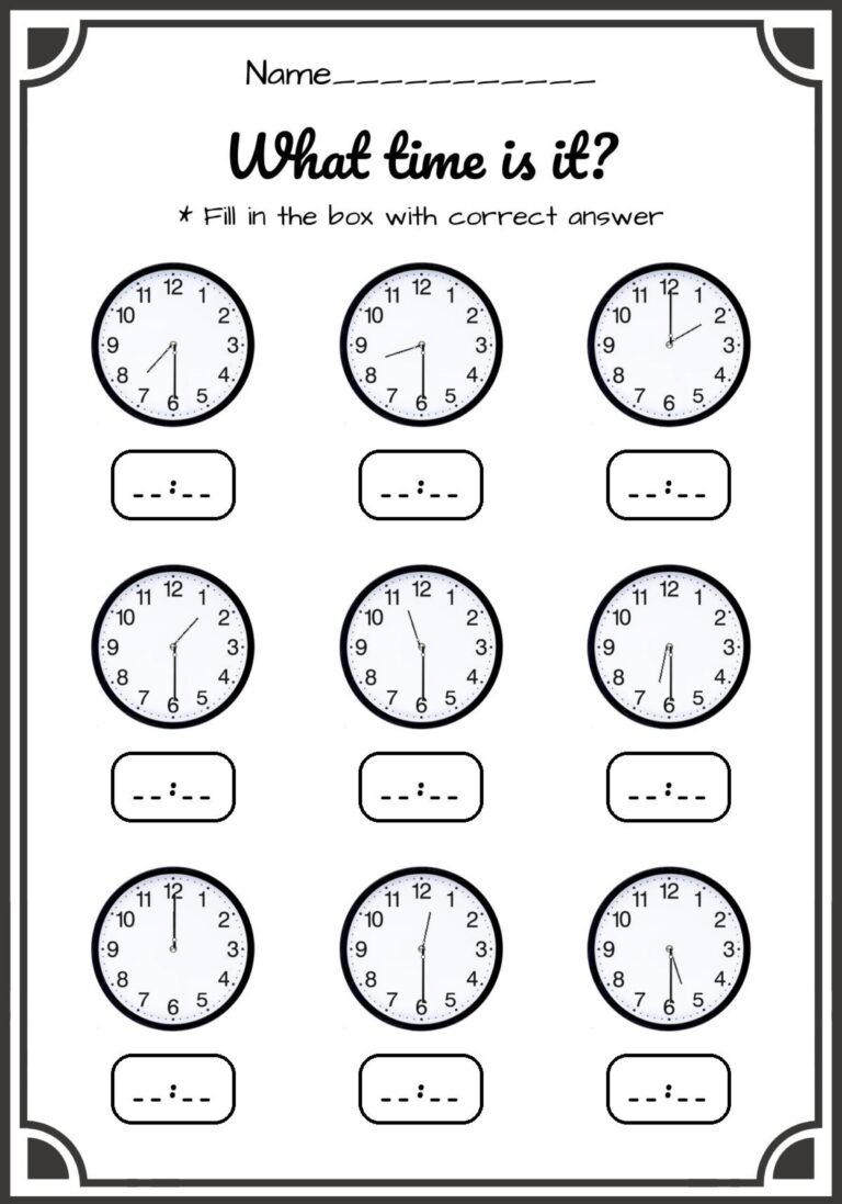 Telling time to the nearest 5 minutes No-prep worksheets - Made By Teachers