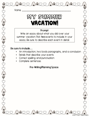 How I Spent My Summer Vacation Essay | Free Back to School Writing ...