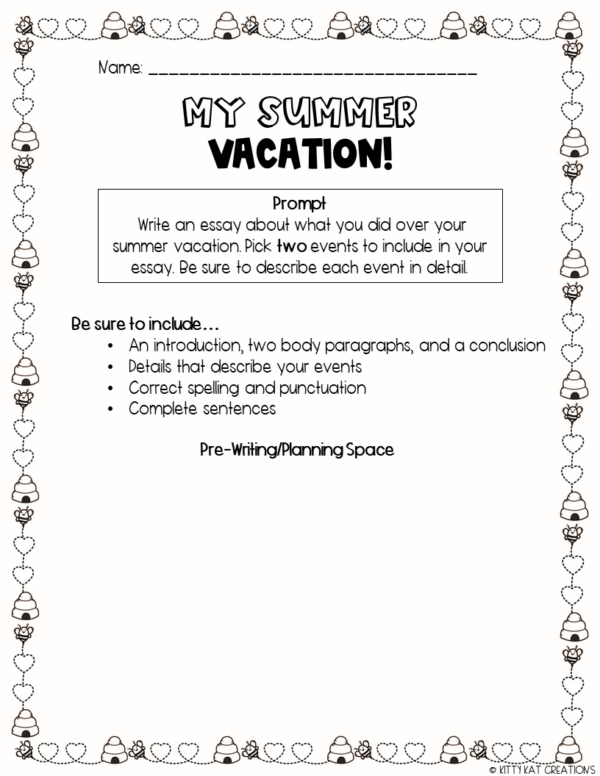 How I Spent My Summer Vacation Essay | Free Back to School Writing ...