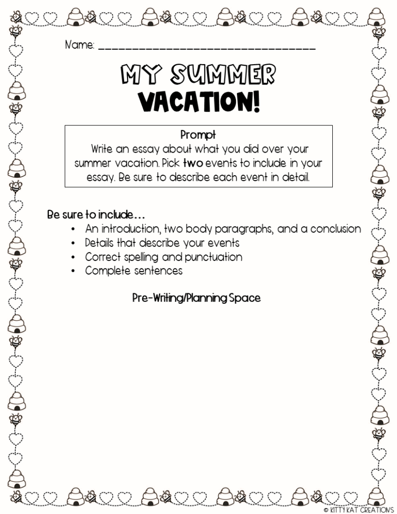 How I Spent My Summer Vacation Essay | Free Back to School Writing ...