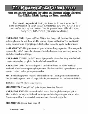 READERS THEATER BRAIN TEASER MYSTERY SCRIPT grades 5-8 - Made By Teachers