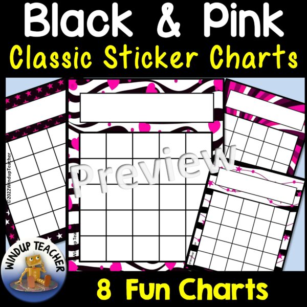 Black and Pink Classic Sticker Charts | Made By Teachers