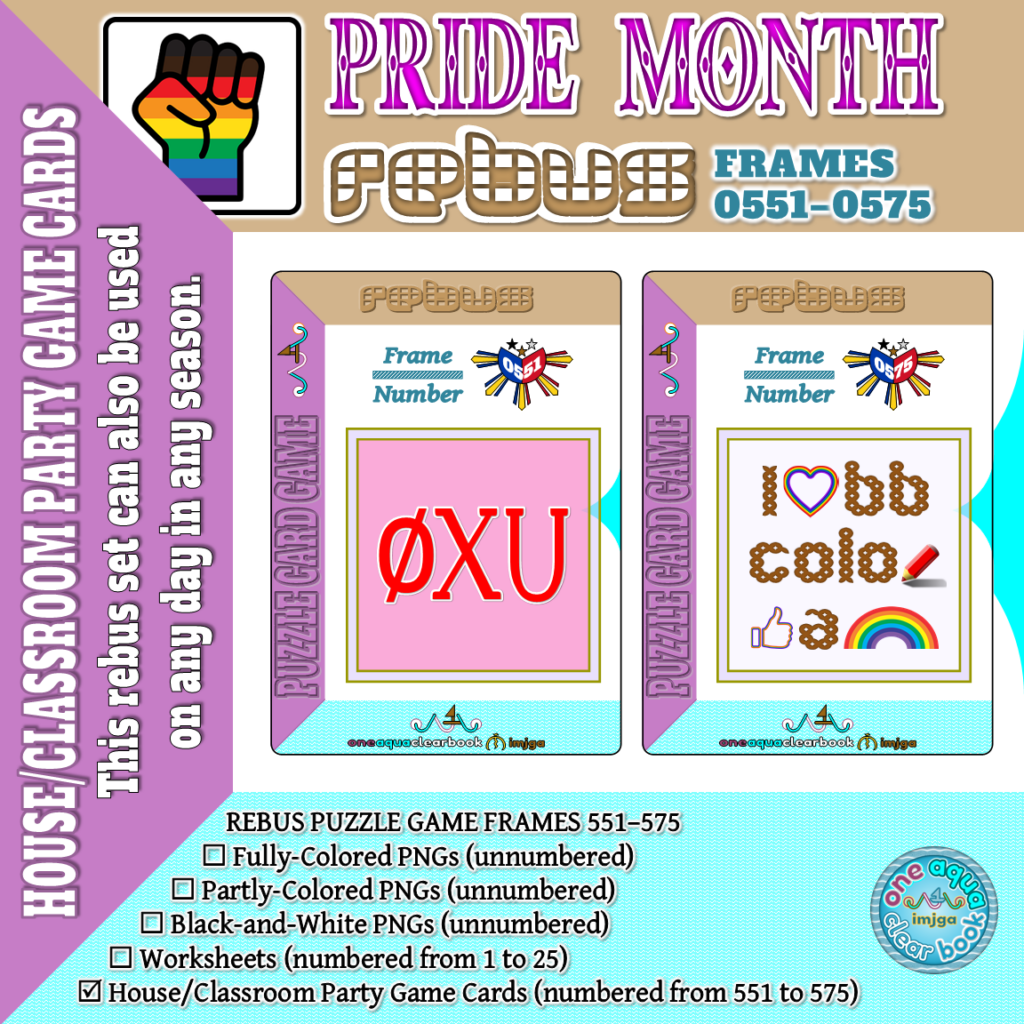 Partly Colored Rebus Puzzle Game Frames 1-100 PNGs - Made By Teachers