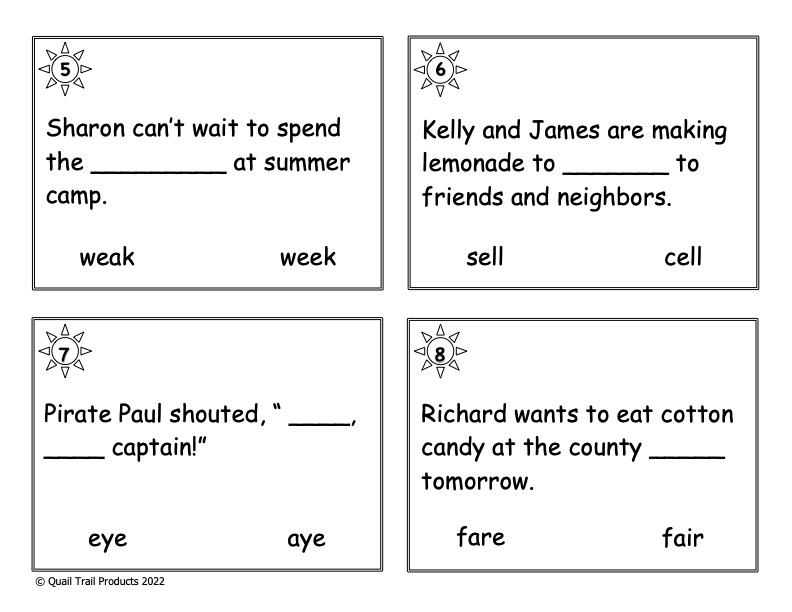 Summertime Homophone Task Cards | Made By Teachers