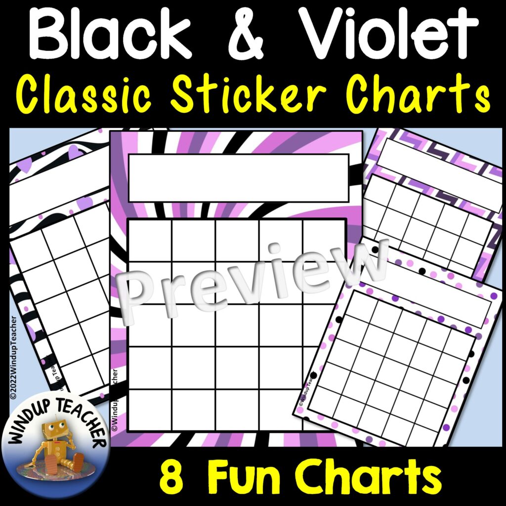 Black and Violet Classic Sticker Charts - Made By Teachers