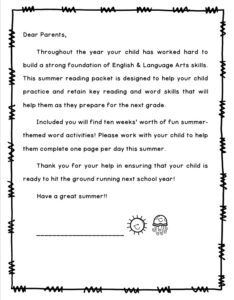 Rising Third Grade Summer Reading Packet Introduction Kit Freebie ...