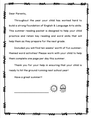 Rising Third Grade Summer Reading Packet Introduction Kit Freebie ...