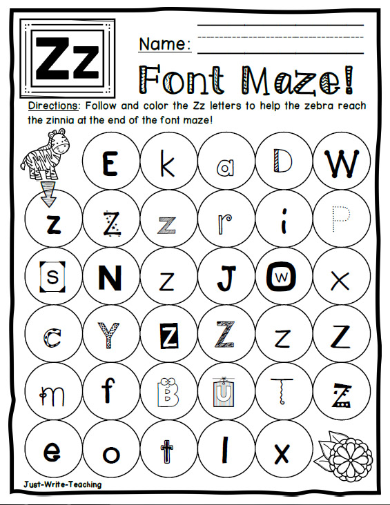 Letter Font Mazes - Alphabet Activities - Made By Teachers