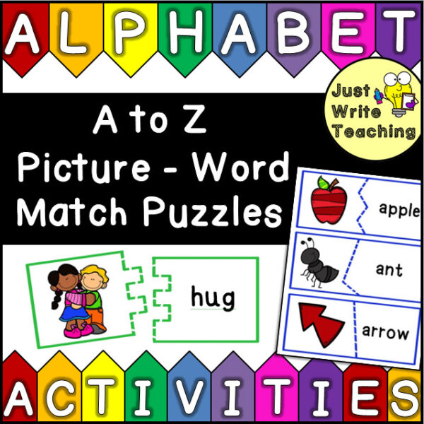Picture Word Match Puzzles - Alphabet Activities - A to Z Practice ...