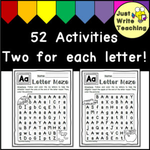 Letter Mazes - Alphabet Activities - A to Z Practice (52 Activities ...