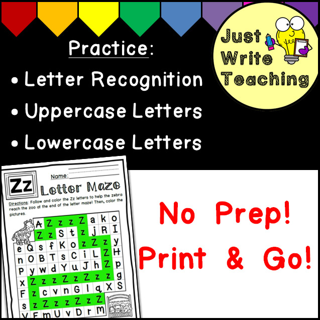 Letter Mazes - Alphabet Activities - A to Z Practice (52 Activities ...