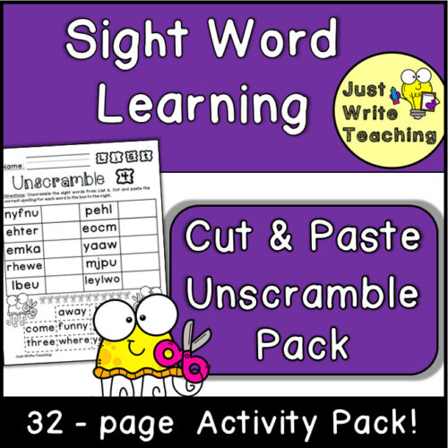Sight Word Unscramble Cut and Paste Activity Pack - Made By Teachers
