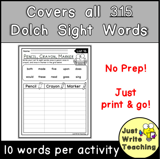 Sight Word Pencil, Crayon, Marker Activities | Made By Teachers