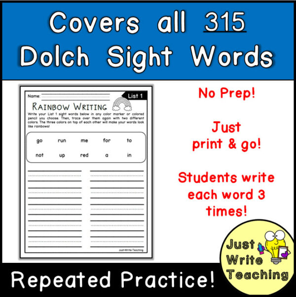 Sight Word Rainbow Writing Activities - Made By Teachers