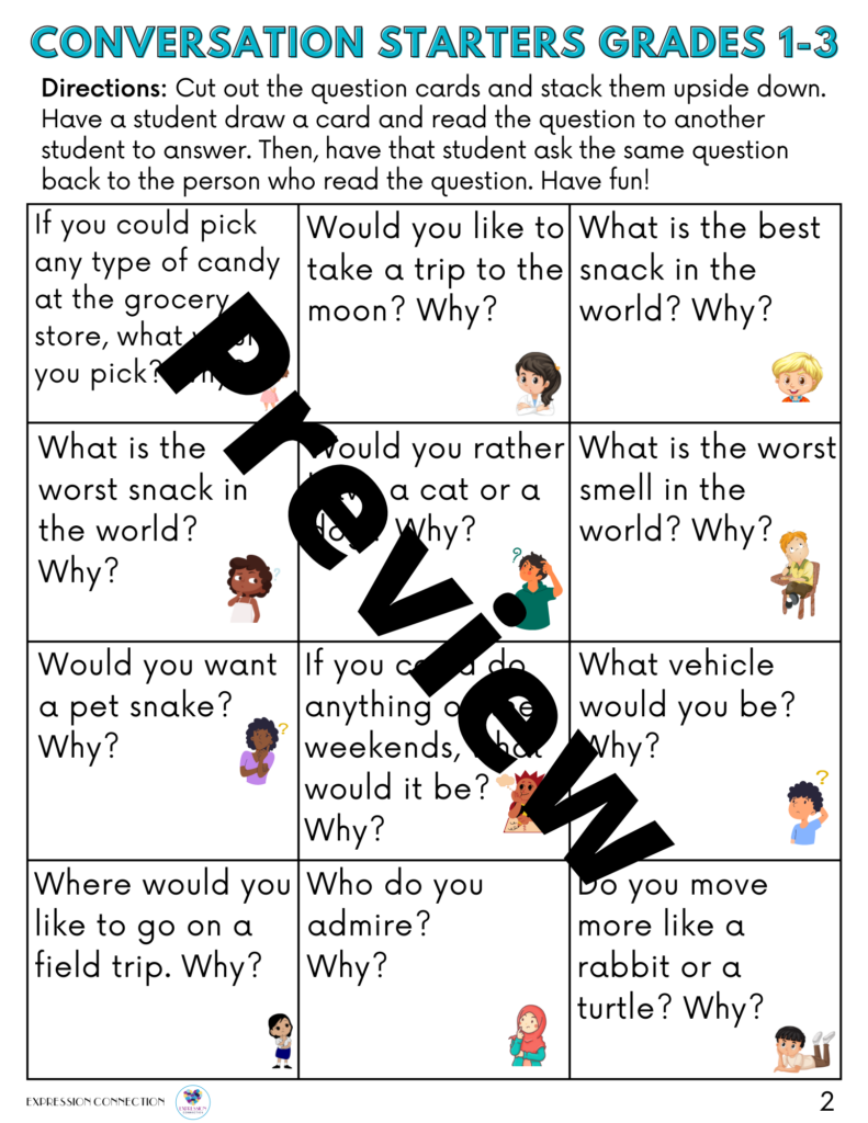 Initiating A Conversation Social Skills Question Cards Grades 1-3 ...