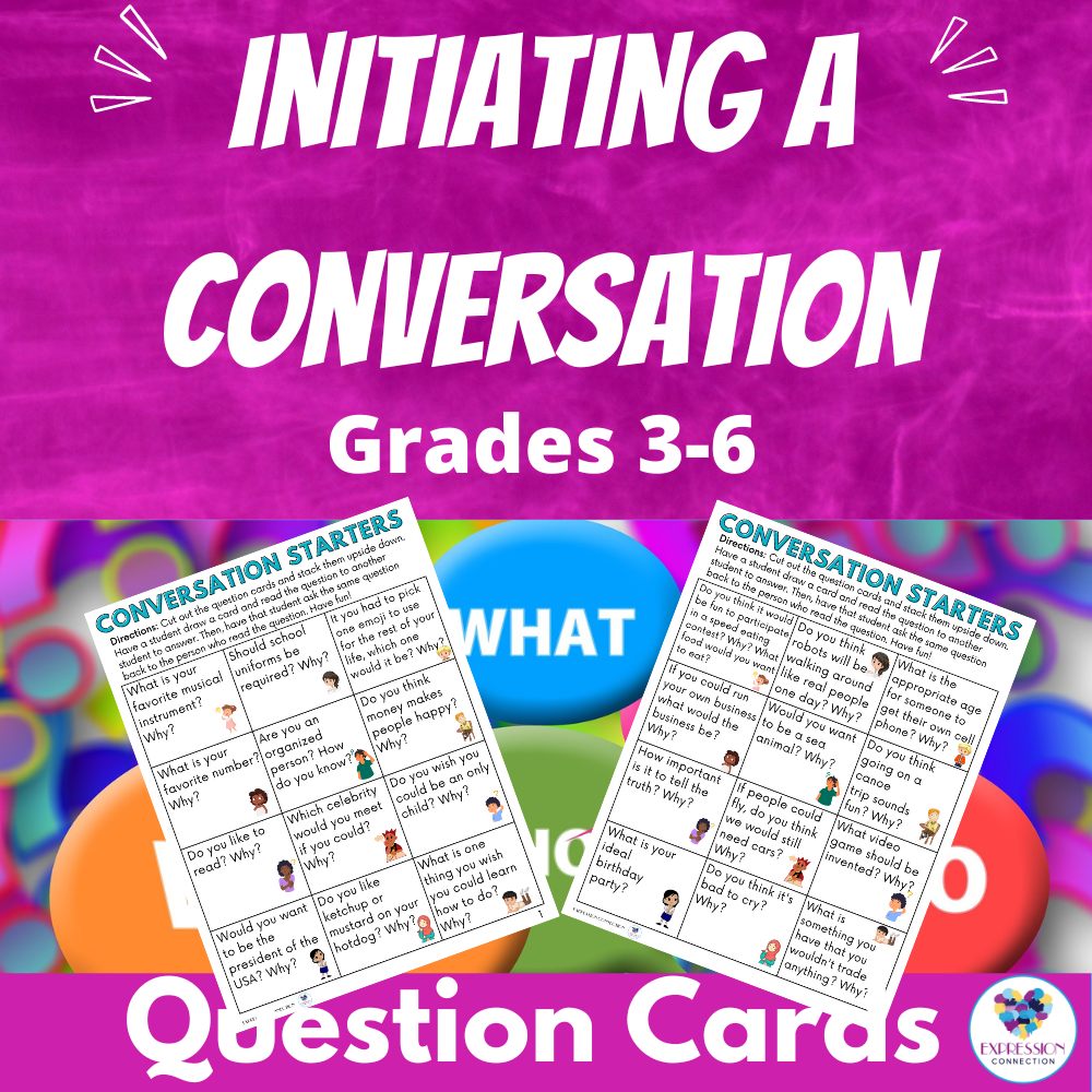 Initiating A Conversation Social Skills Question Cards Grades 3-6 ...